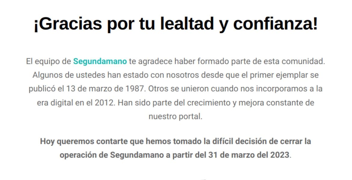 'Adiós vaquero', el portal Segundamano cierra definitivamente