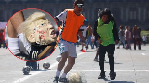 ‘Retas’ de fútbol con balones de Trump en CDMX en protesta por el ...